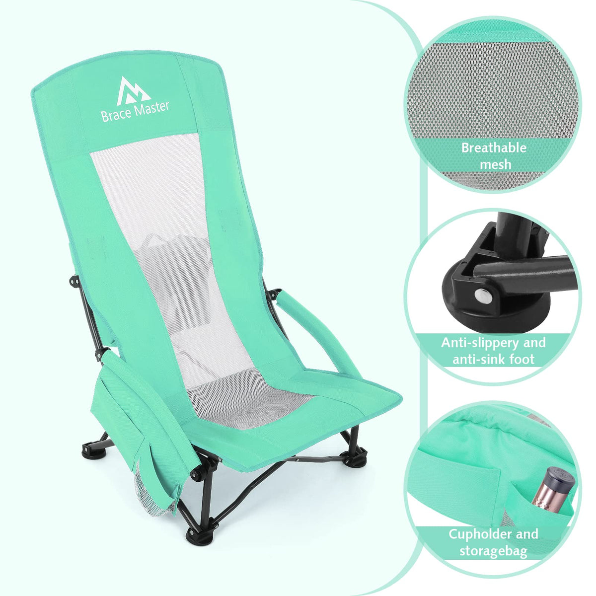 High Back Beach Chair (Green 2 Pack） – Brace Master