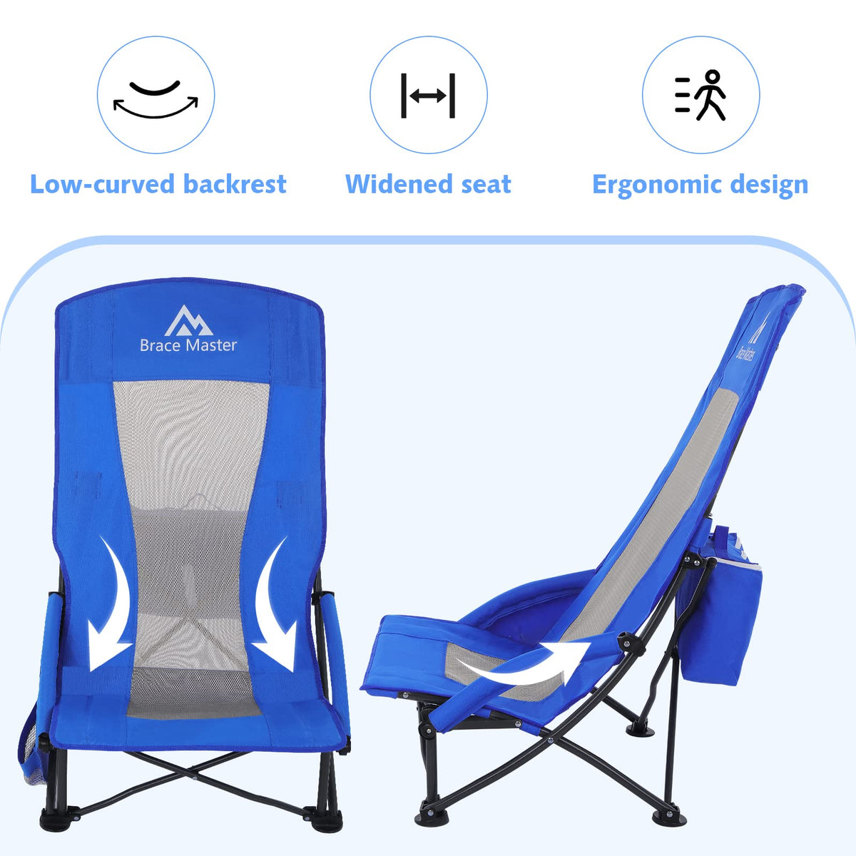 High Back Beach Chair (Blue 1 Pack） – Brace Master