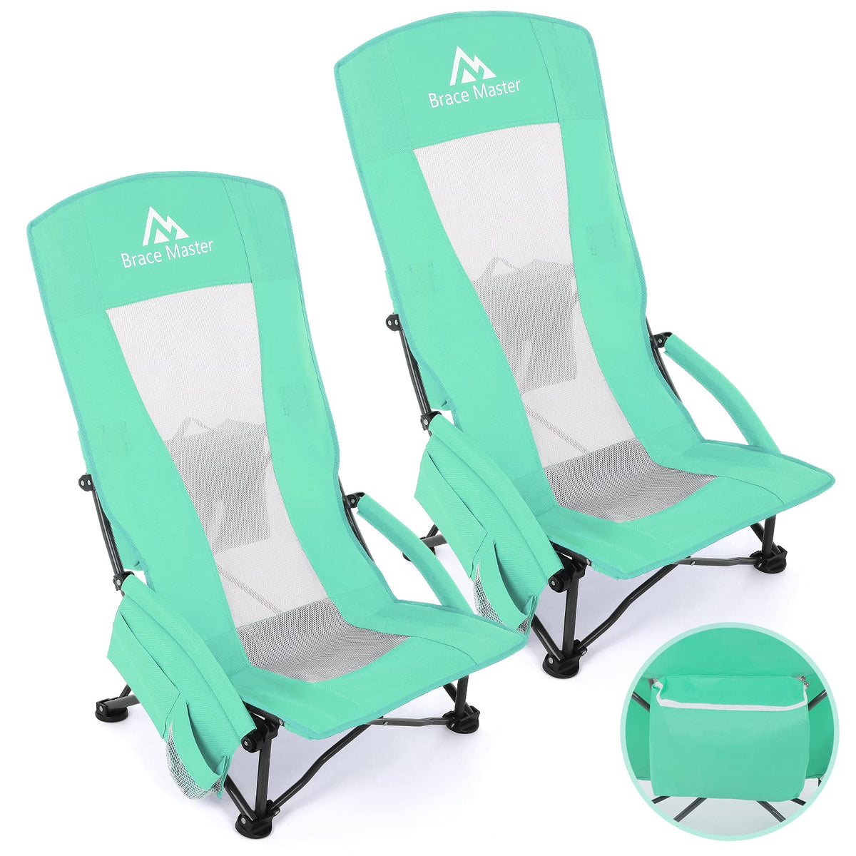 High Back Beach Chair (Green 2 Pack） – Brace Master